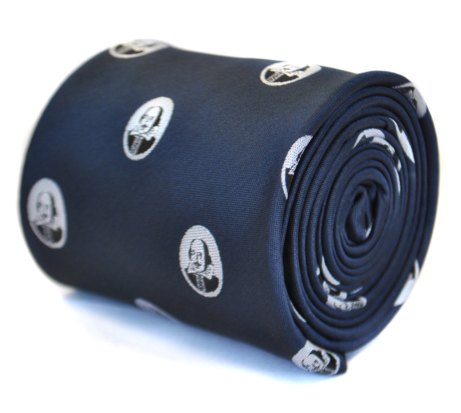 Navy Blue Tie With William Shakespeare Design With Signature Floral ...