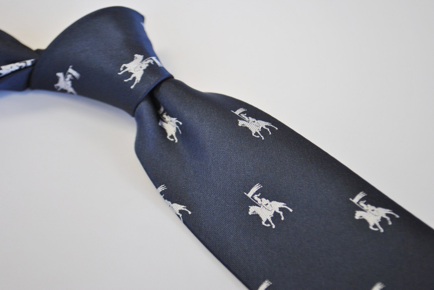 Navy Blue Tie With Medieval Knight Jousting Design by Frederick Thomas ...
