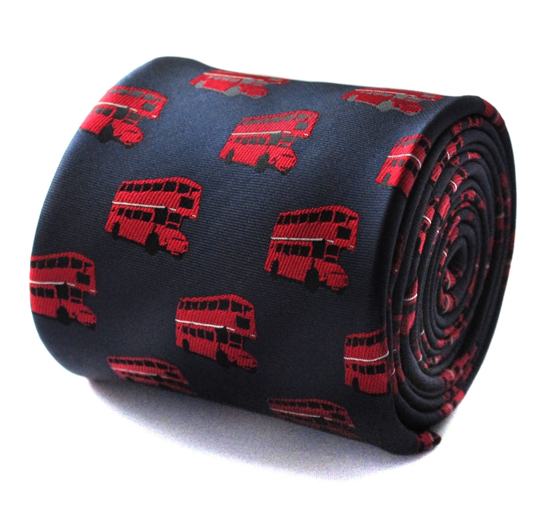 Navy Blue Tie With London Bus Design by Frederick Thomas ...
