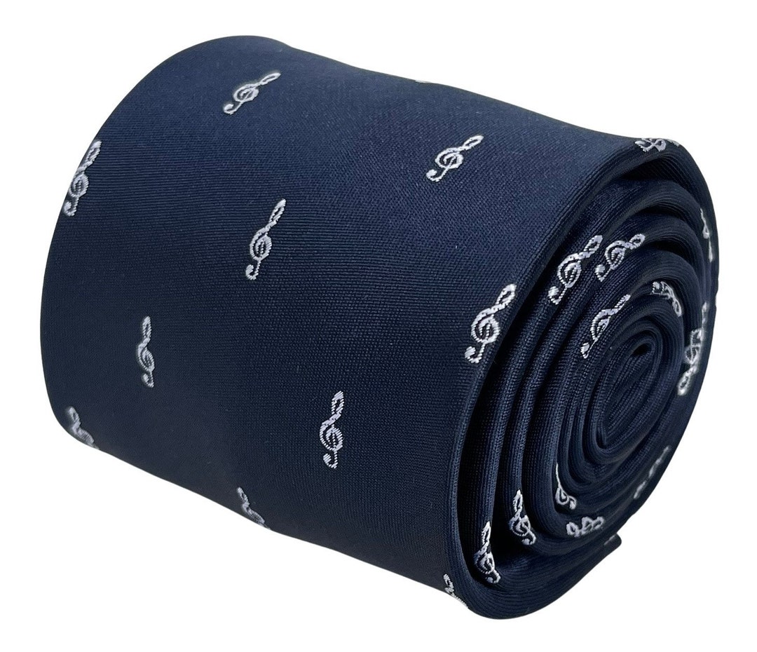 Frederick Thomas Navy Dark Blue Tie With Treble Clef Music-al Note ...