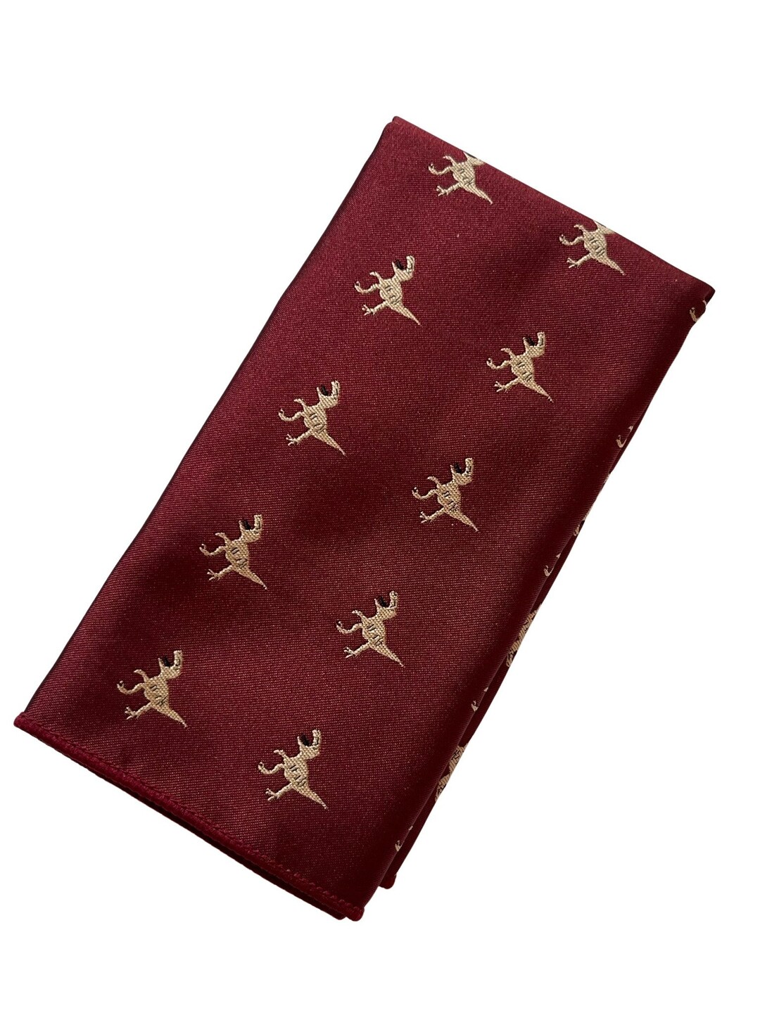 Frederick Thomas Maroon Pocket Square With Dinosaur T-rex Embroidered ...