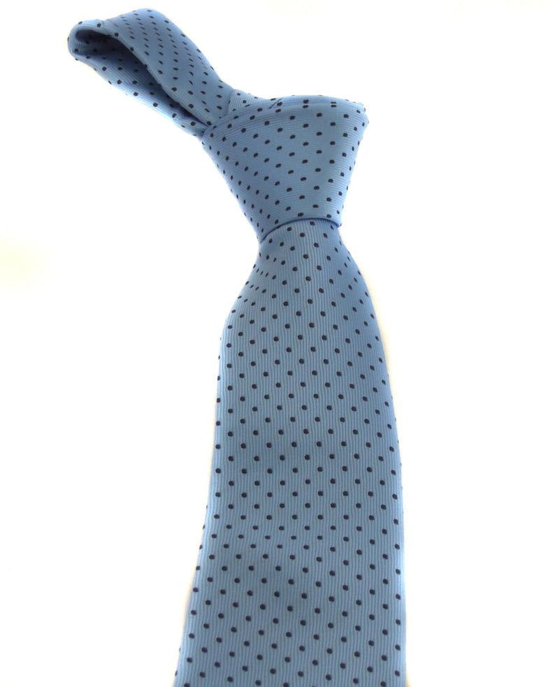Light Blue Tie With Pin Dots and Signature Floral Design to Rear by ...