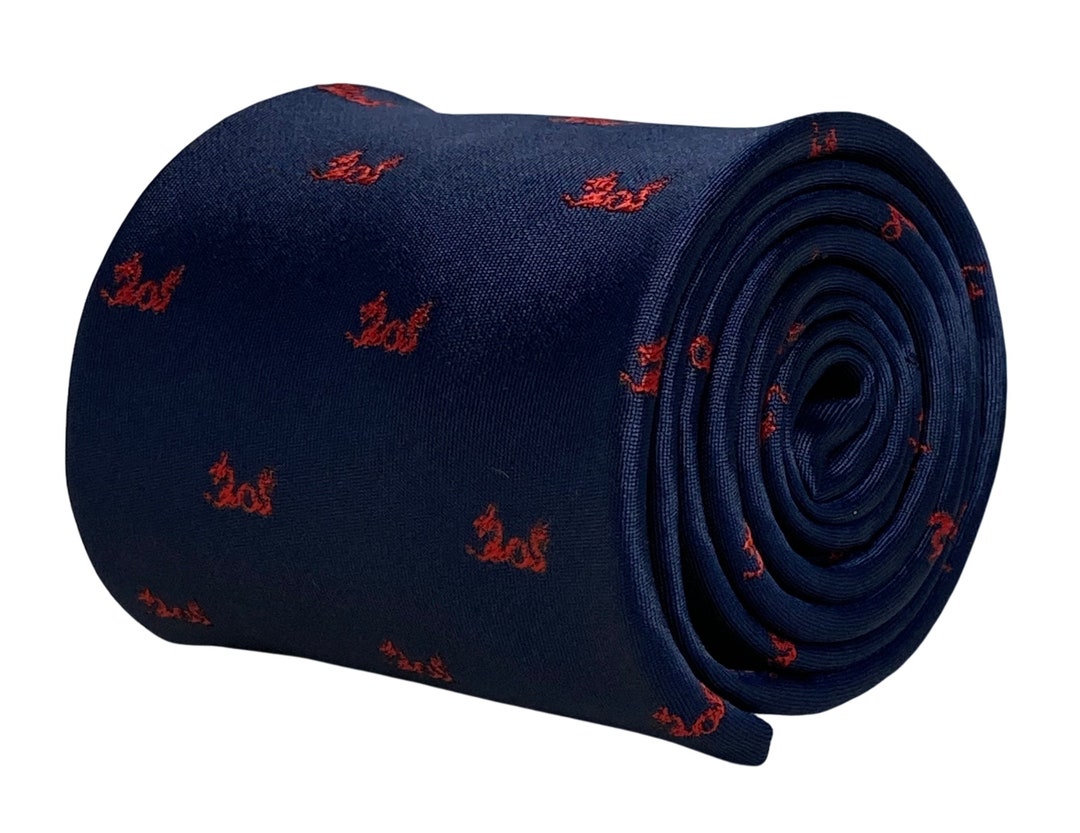 Navy Mens Tie With Chinese Red Dragon National Symbol by Frederick ...