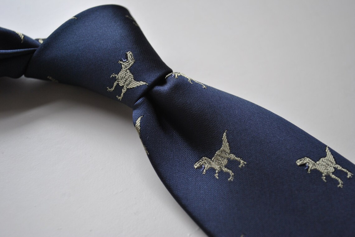 Navy Tie With Dinosaur T-rex Embroidered Design by Frederick - Etsy