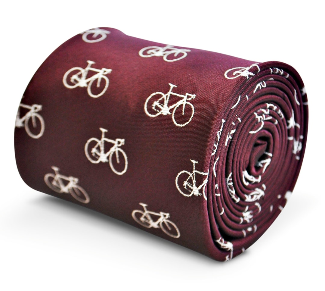 Maroon Mens Tie With Bicycle Design With Signature Floral Design to the ...