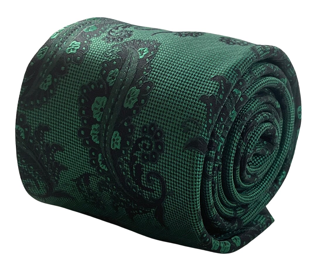 Jade Emerald Green Black Pine Paisley Classic Tie by Frederick Thomas ...