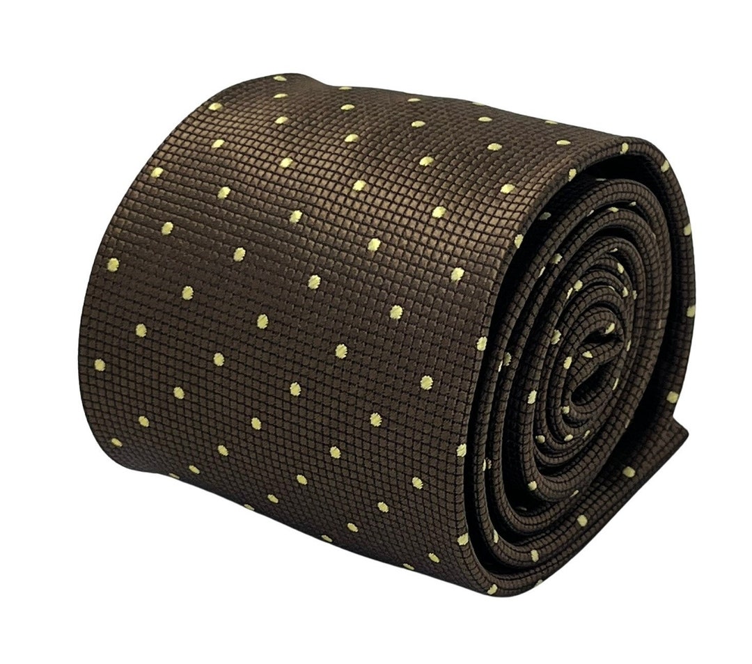 Mens Tie Chocolate Coffee Brown With Light Yellow Pin Spots by ...