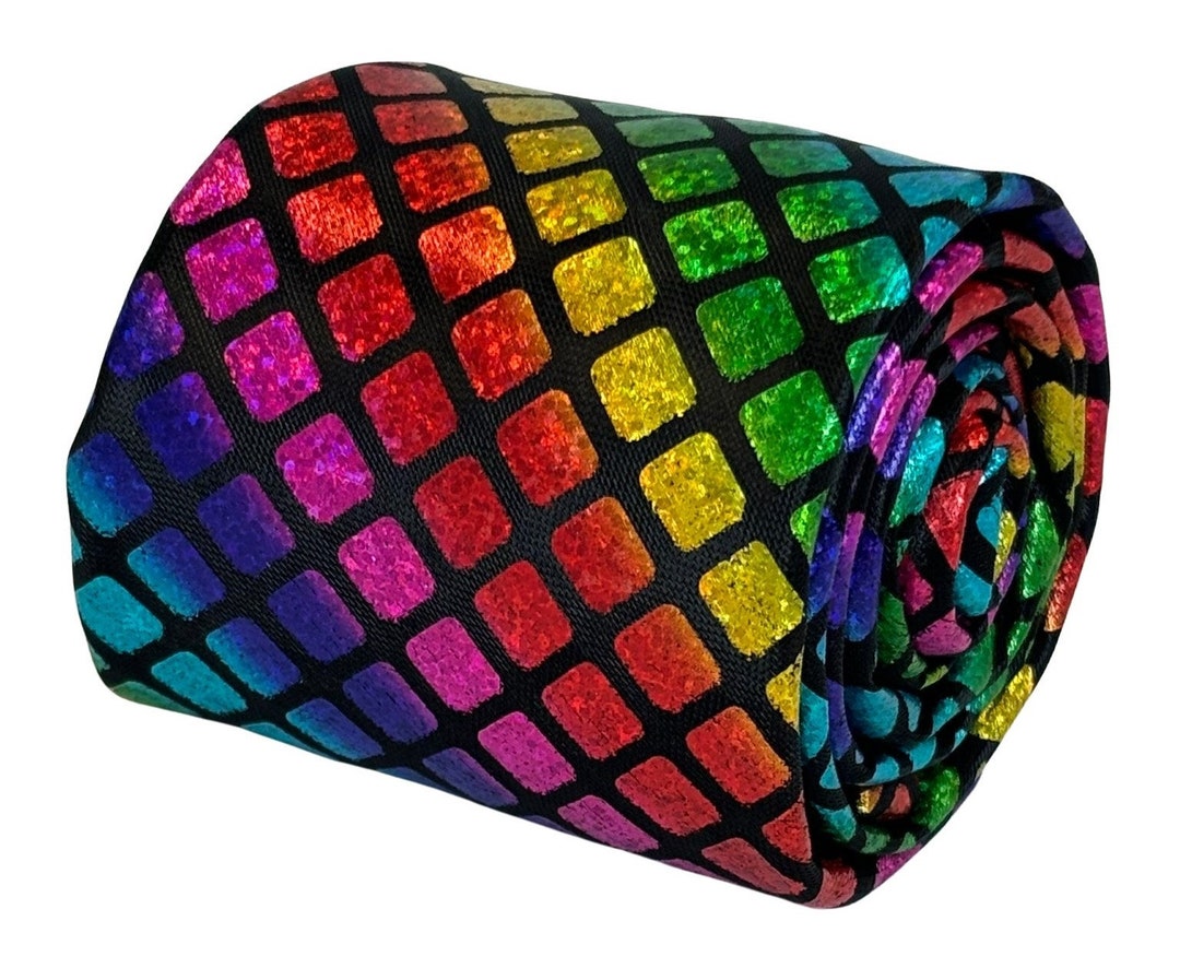 Rainbow Black Check Tie Glitter Sparkle Design by Frederick Thomas - Etsy