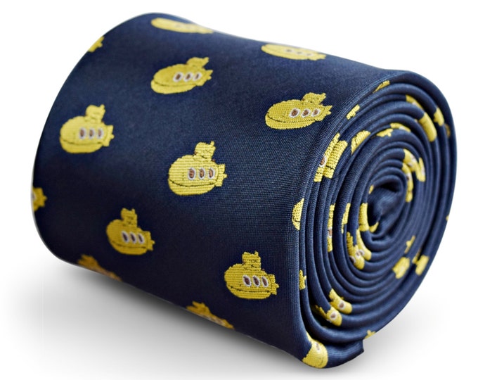 Navy Tie With Yellow Submarine Embroidered Design by Frederick | Etsy