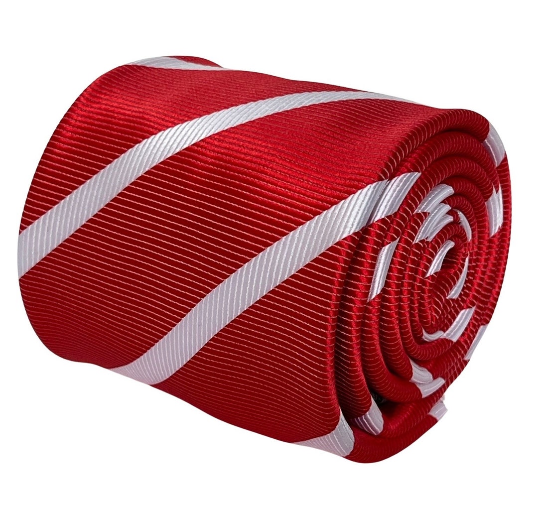 Red and White Classic Club Stripe-d Stripy Tie Necktie by Frederick ...