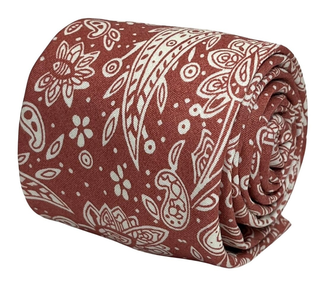 Frederick Thomas Coral Pink Paisley Mens Cotton Tie - Etsy