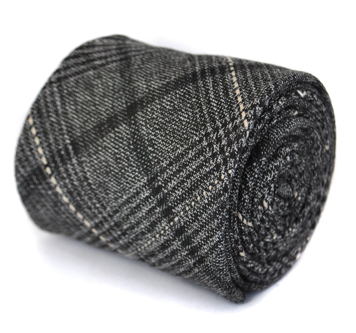 Black and Grey Checked Tweed Wool Tie by Frederick Thomas Plaid - Etsy