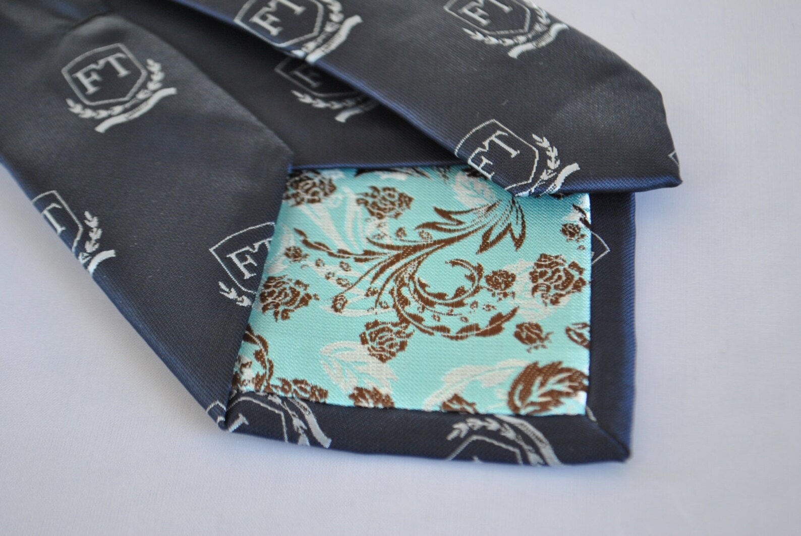 Navy Tie With Frederick Thomas Crest Design by Frederick - Etsy