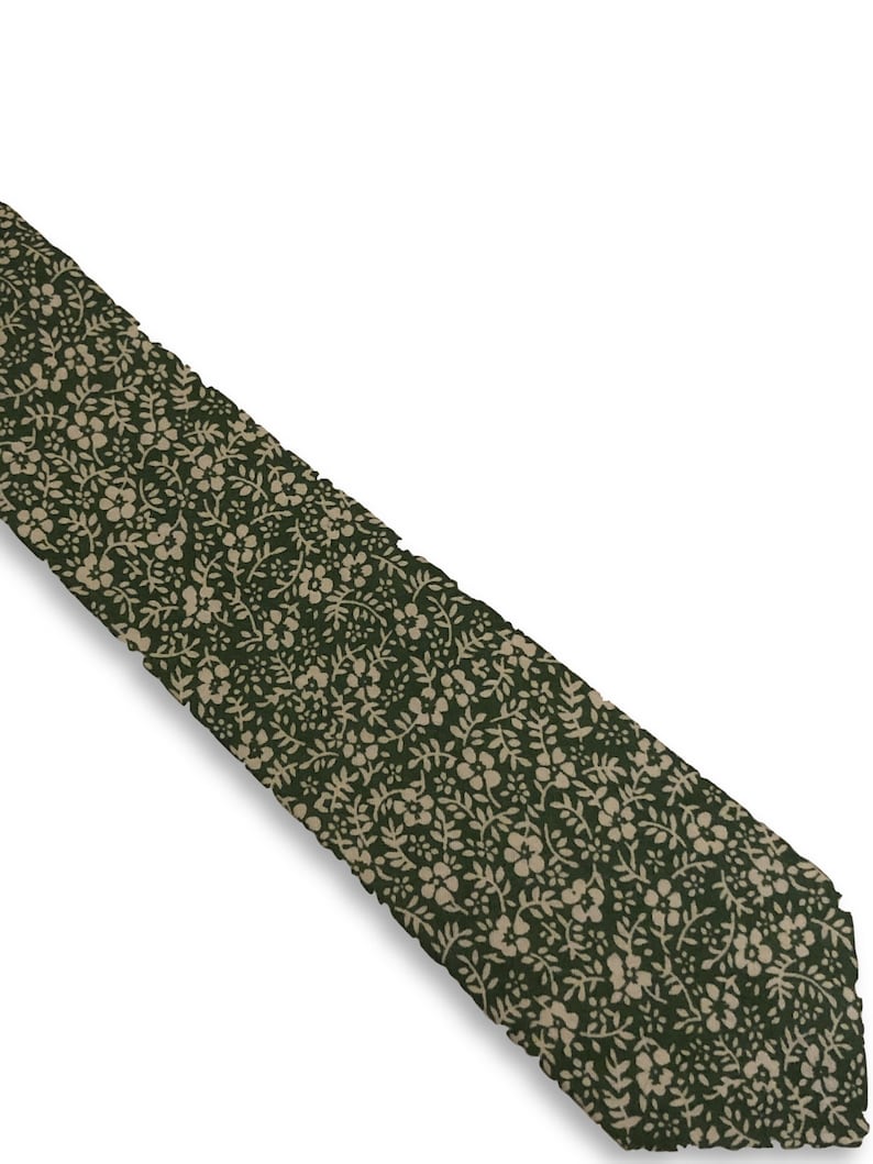Forest Green Mens Cotton Tie With Floral Design by Frederick Thomas - Etsy