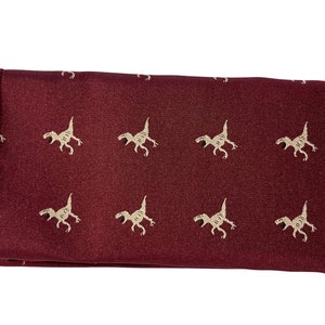 Burgundy Maroon Tie With Dinosaur T-rex Embroidered Design by Frederick ...
