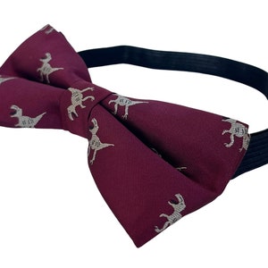 Burgundy Maroon Tie With Dinosaur T-rex Embroidered Design by Frederick ...