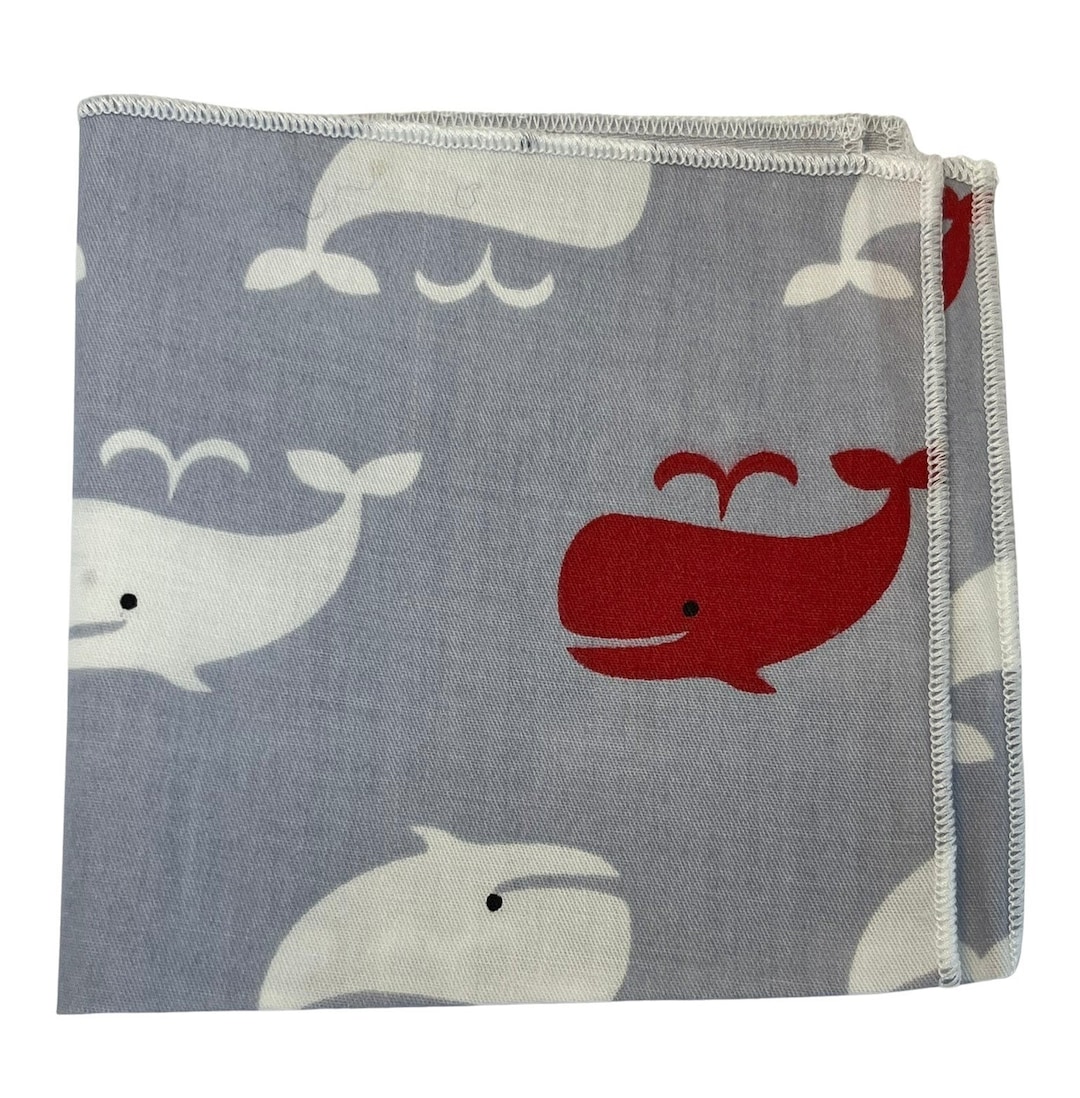 Frederick Thomas Light Pale Gray Grey Whale Print Cotton Pocket Square ...