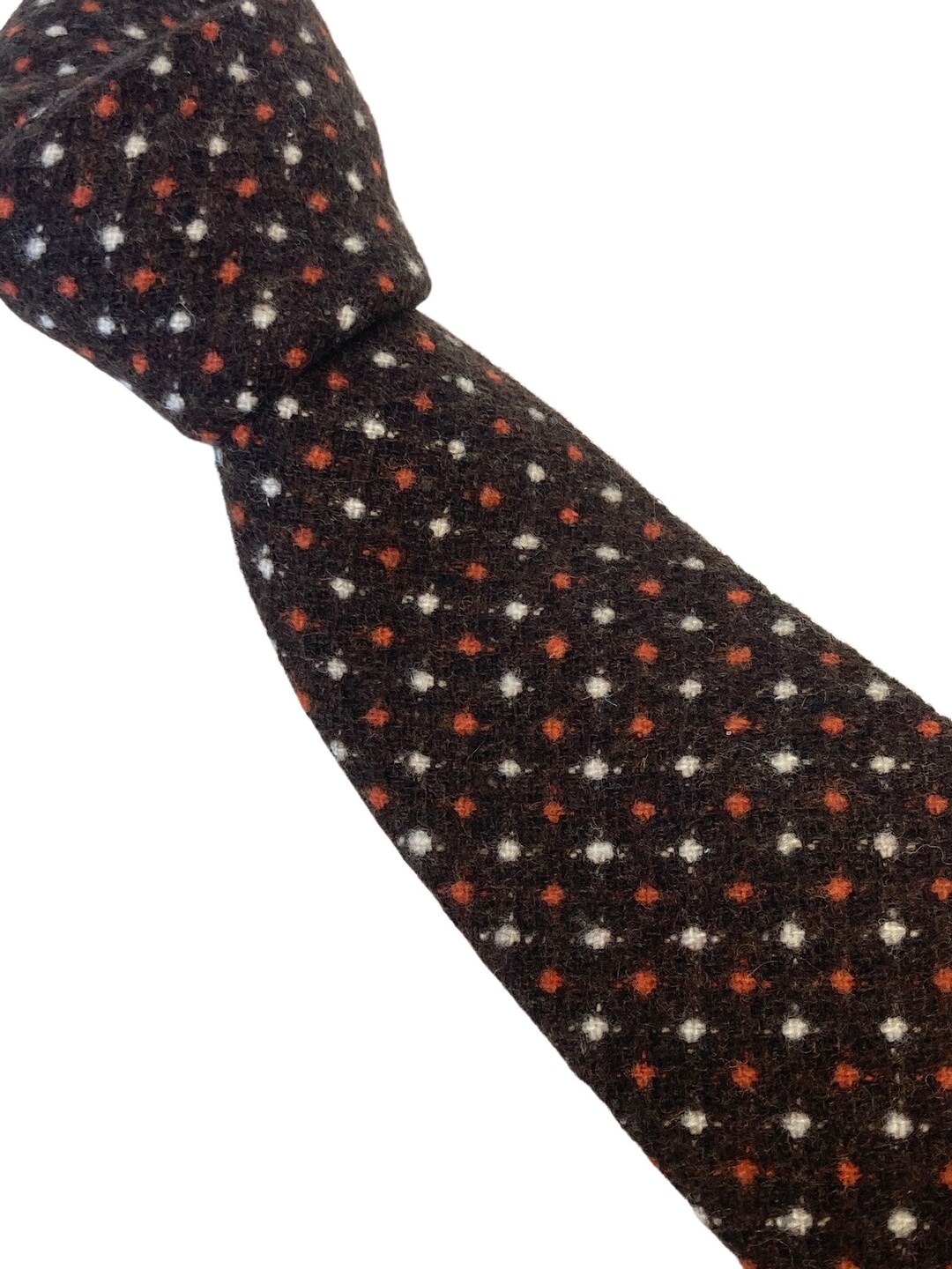 Chocolate Brown Wool Polka Spot Mens Tie by Frederick Thomas Vintage ...