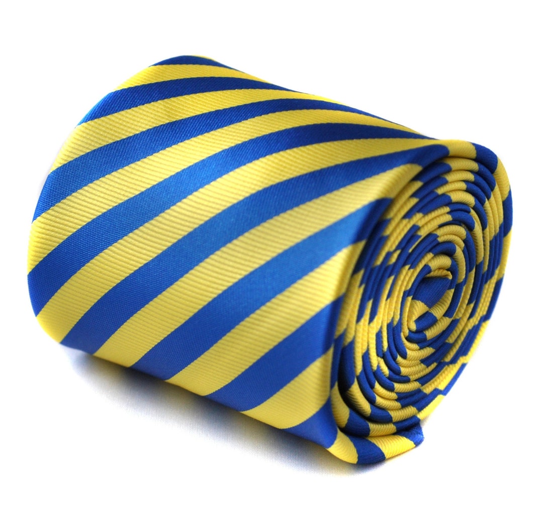 Royal Blue and Yellow Striped Tie by Frederick Thomas FT1525 - Etsy