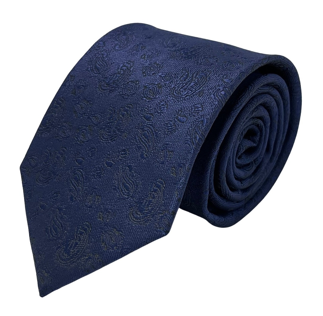Mens Tie Dark Navy Blue Paisley Subtle Design Wedding by Frederick ...