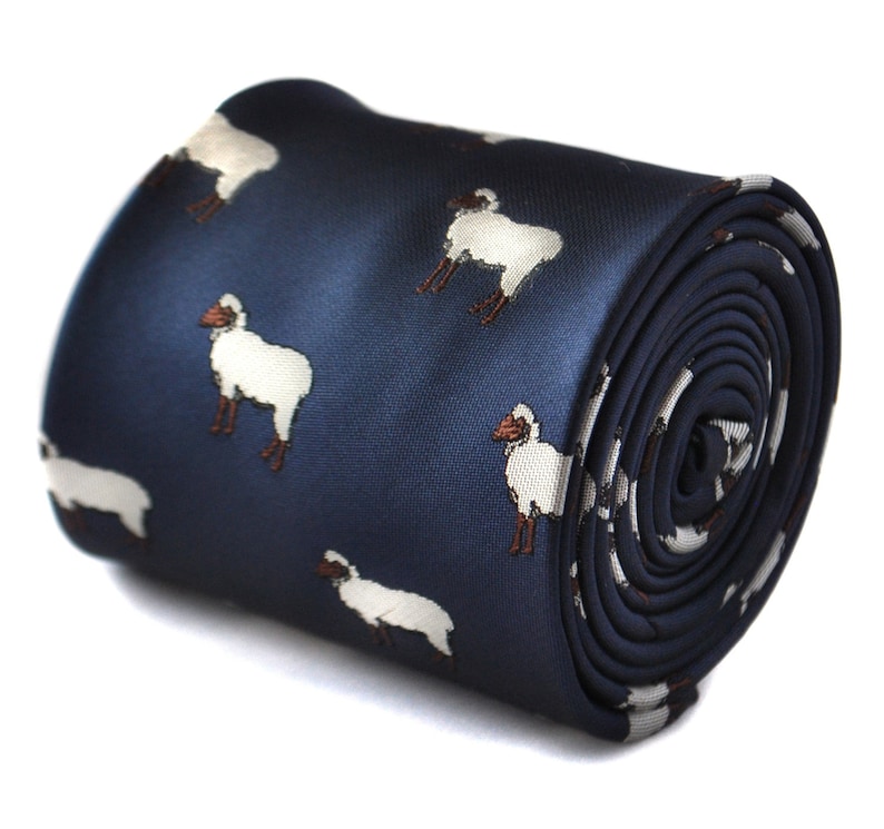Navy Tie With Sheep Embroidered Design by Frederick Thomas - Etsy