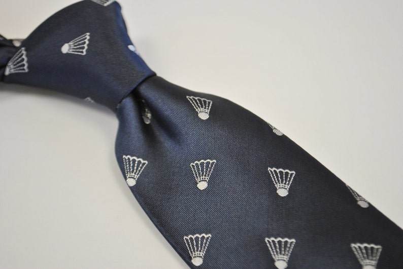 Navy Blue Tie With Embroidered Badminton Shuttlecock Racket - Etsy UK