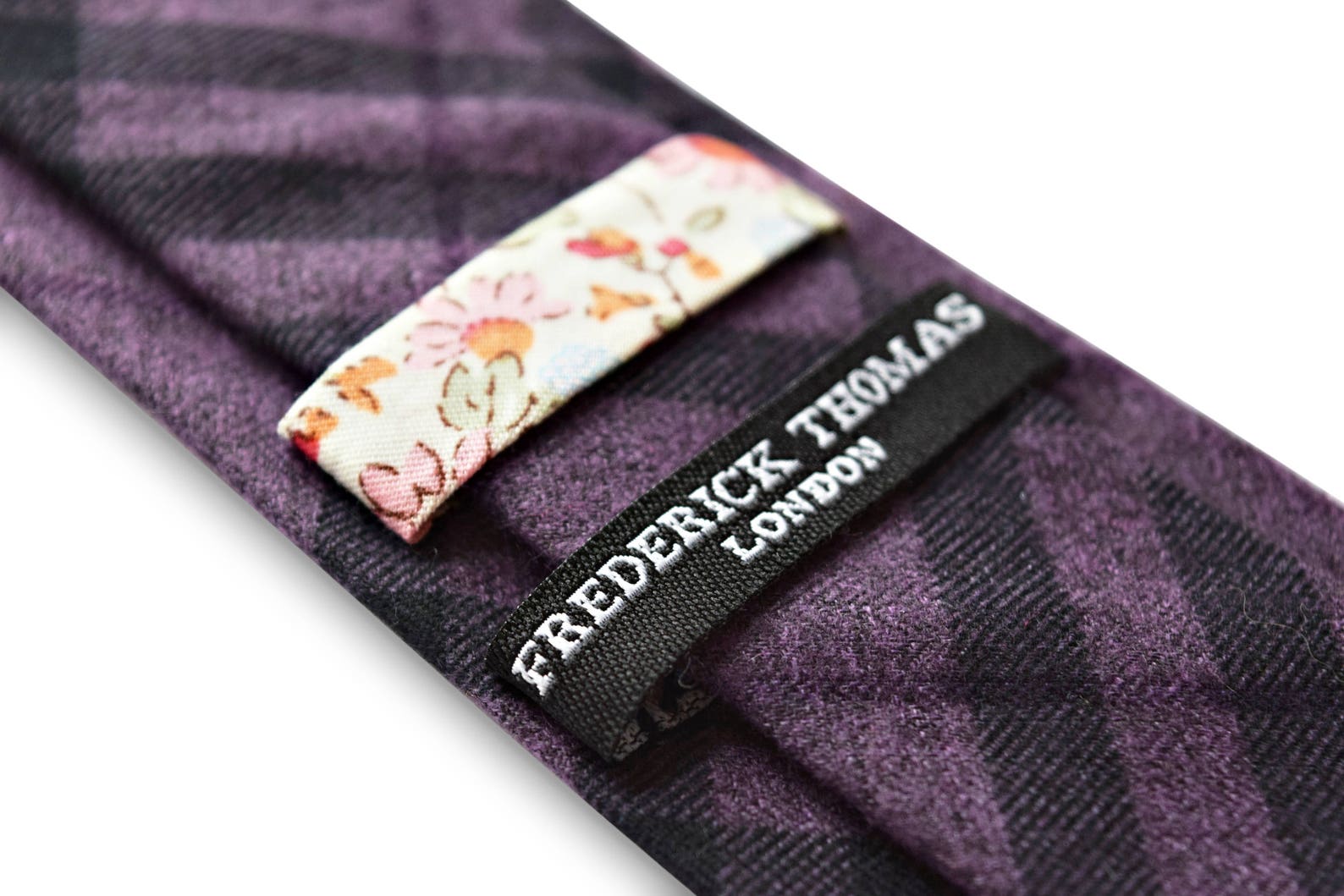 Frederick Thomas mens wool tie in purple and black check | Etsy