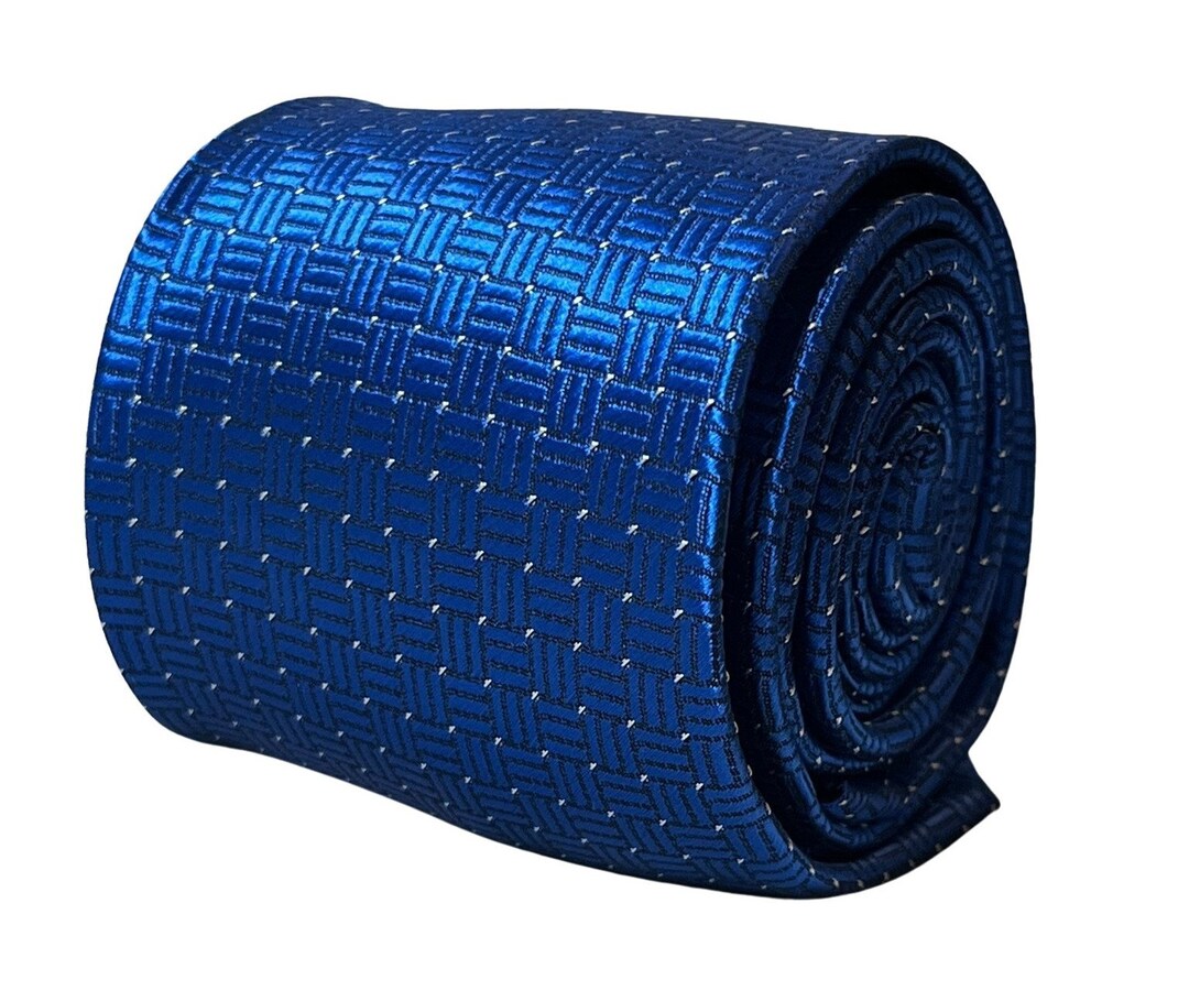 Mens Tie Electric Bright Blue Squared Pin Spot Design Wedding Office by ...