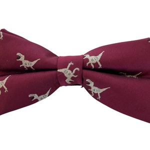 Burgundy Maroon Tie With Dinosaur T-rex Embroidered Design by Frederick ...