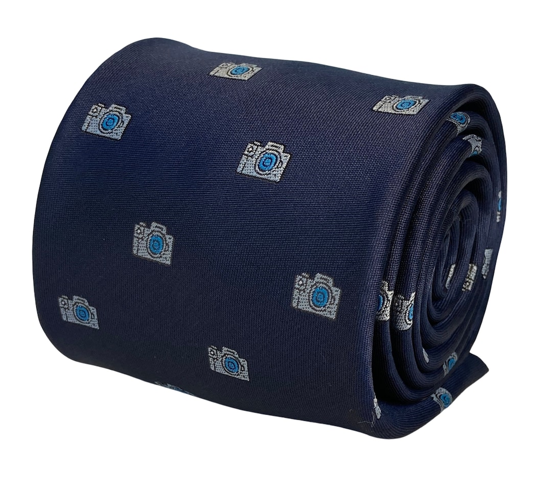 Navy Mens Tie With Camera Photography Quirky Design by Frederick Thomas ...