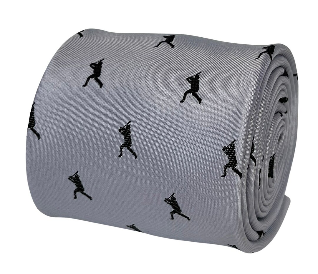 Ivory White Mens Tie With Baseball Silhouette Quirky Design Gift by ...