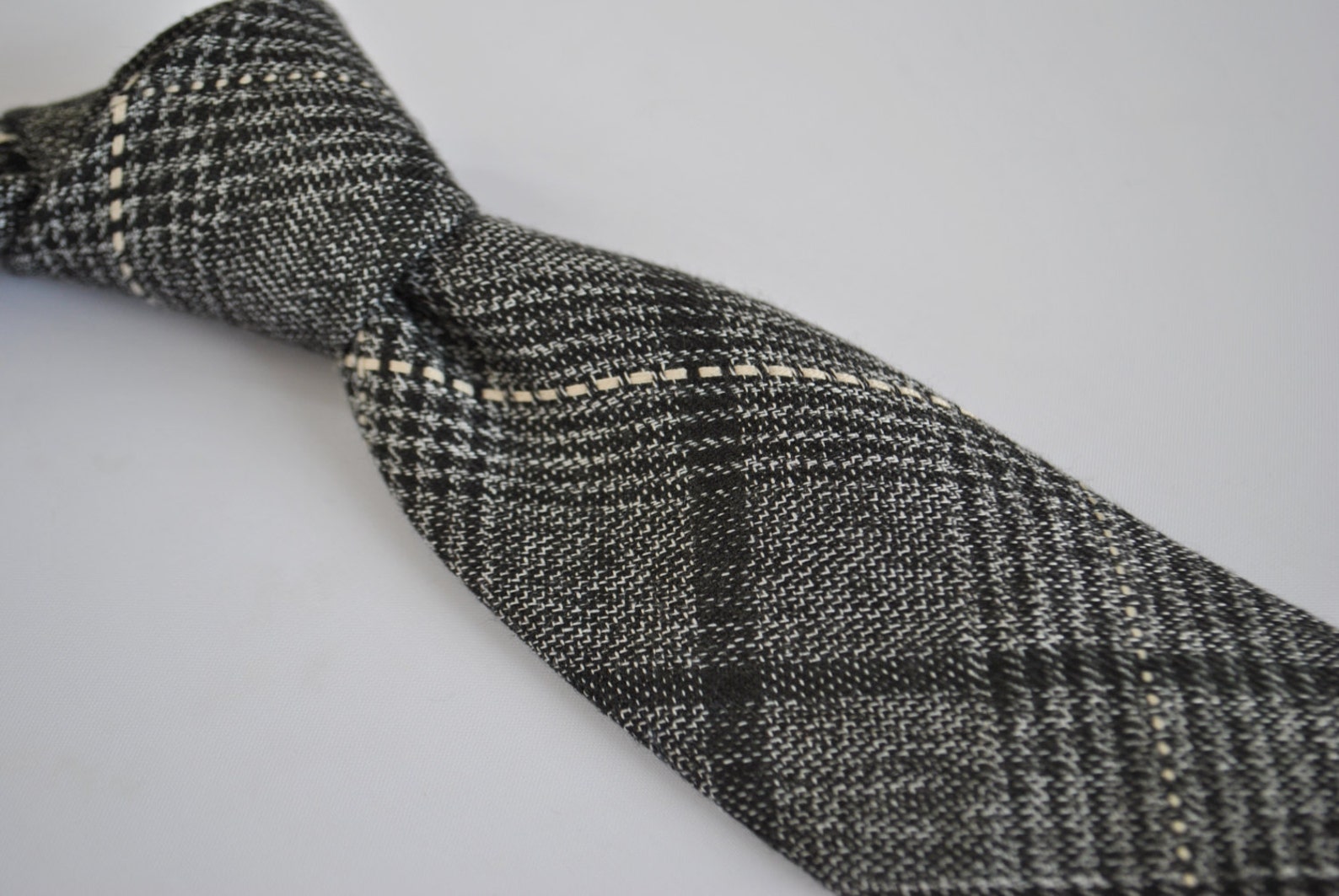 Black and Grey Checked Tweed Wool Tie by Frederick Thomas Plaid - Etsy