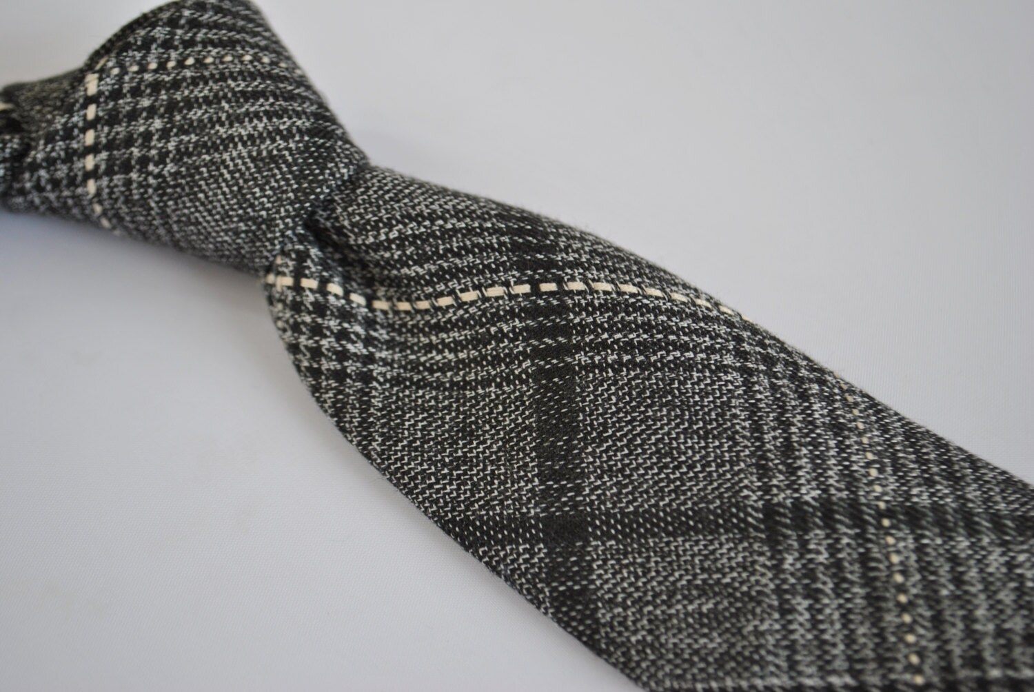 Black and Grey Checked Tweed Wool Tie by Frederick Thomas Plaid - Etsy