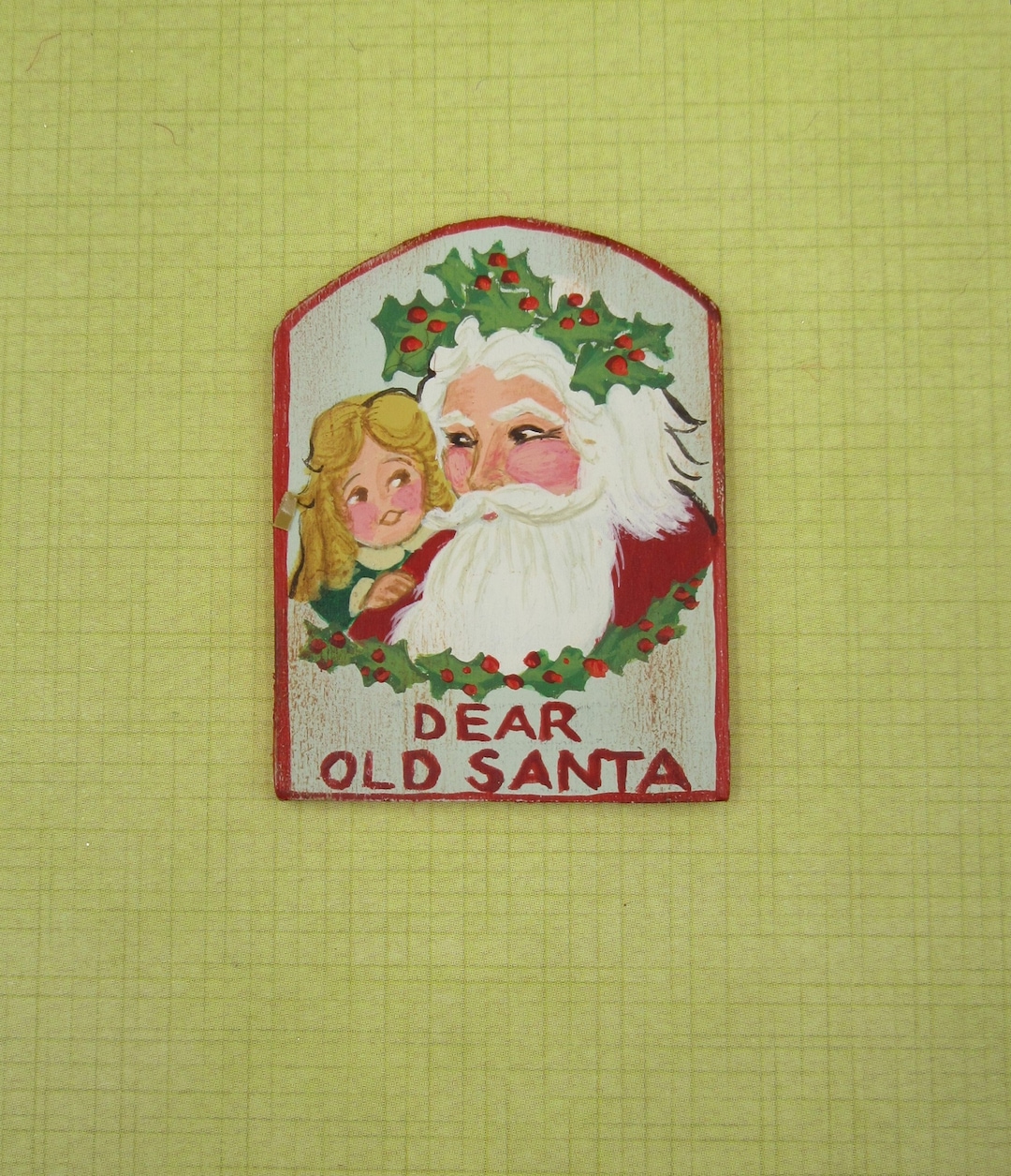 Miniature Christmas Sign Dear Old Santa, Dollhouse Christmas, Hand ...