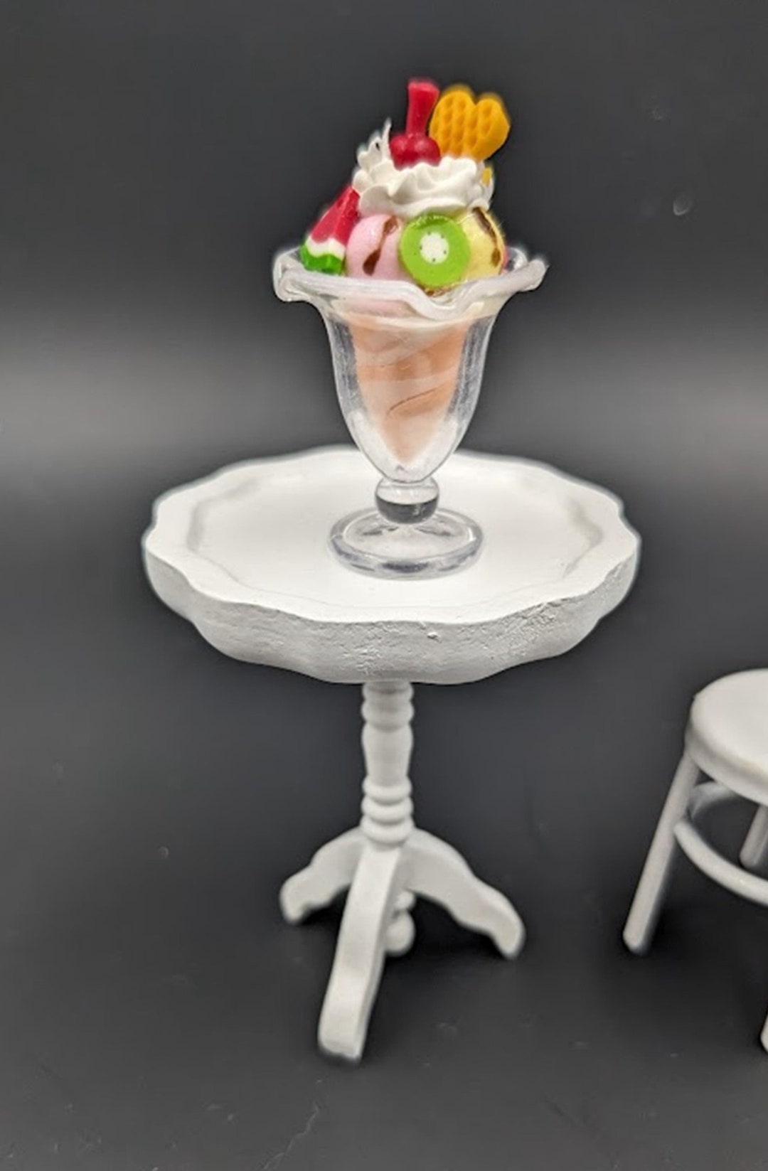 Doll Miniature Sundae, Mini Colorful Sundae With Fruit and Cookies 1 1/ ...