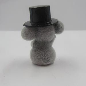 Miniature Mouse With Top Hat, Mini Grey Gray Flocked Mouse and Hat ...