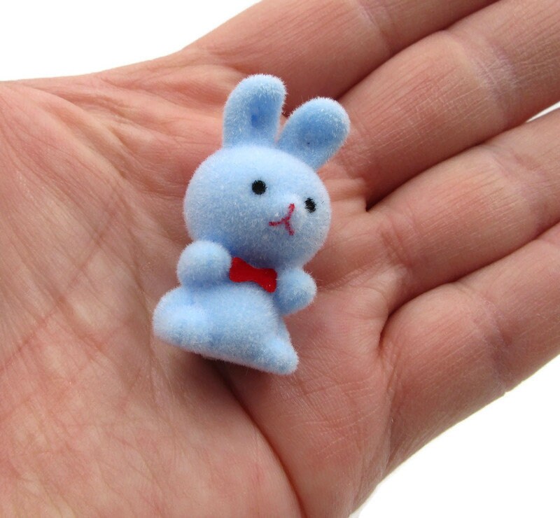 Miniature Easter Bunny Rabbit Set of 4 Colors Flocked Bunny - Etsy