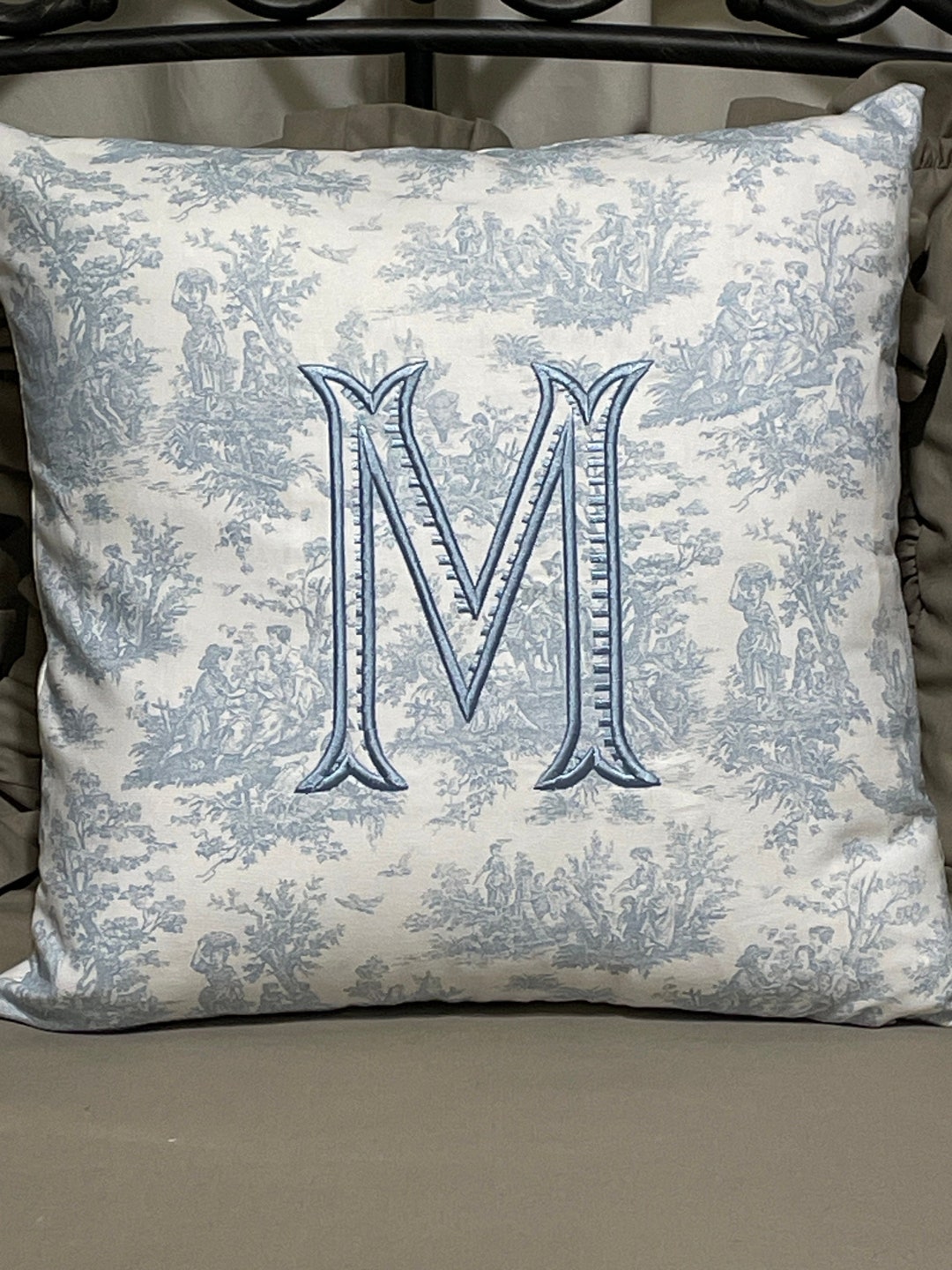 Pillow Cover -blue Toile Print Decorative Pillow Cover, Toile Pillow ...