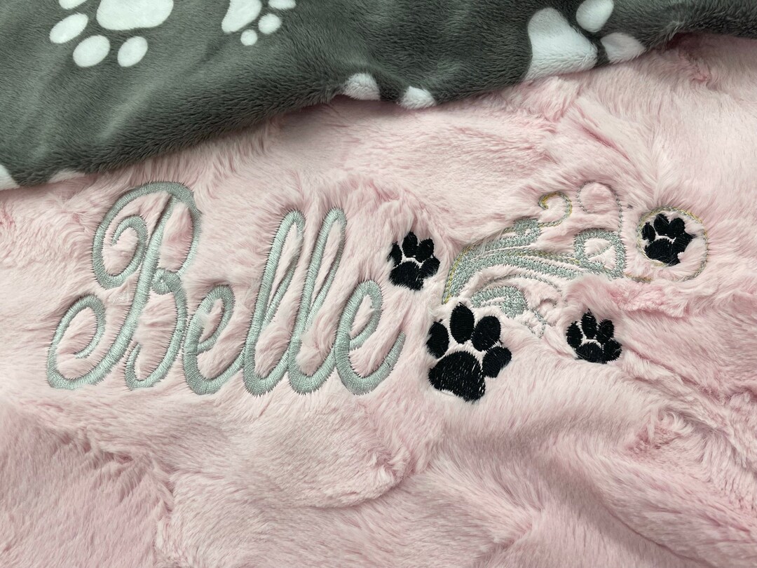 Personalized Dog Paw Print Minky and Luxe Minky Blanket, Paw Print ...