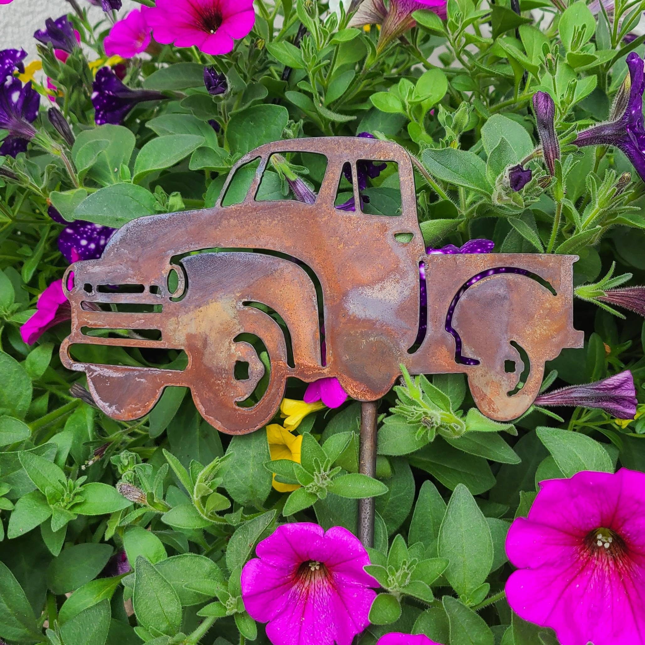 Metal Rustytruck Garden Stake Rustic Garden Decor Yard Art - Etsy