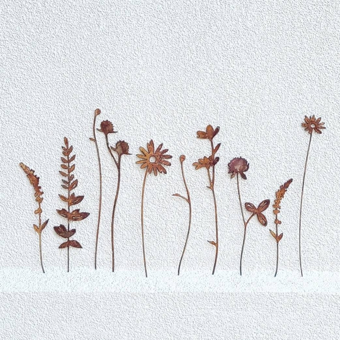 Rusty Metal Flowers Wildflower Bouquet, Rusty Garden Art Wildflowers ...