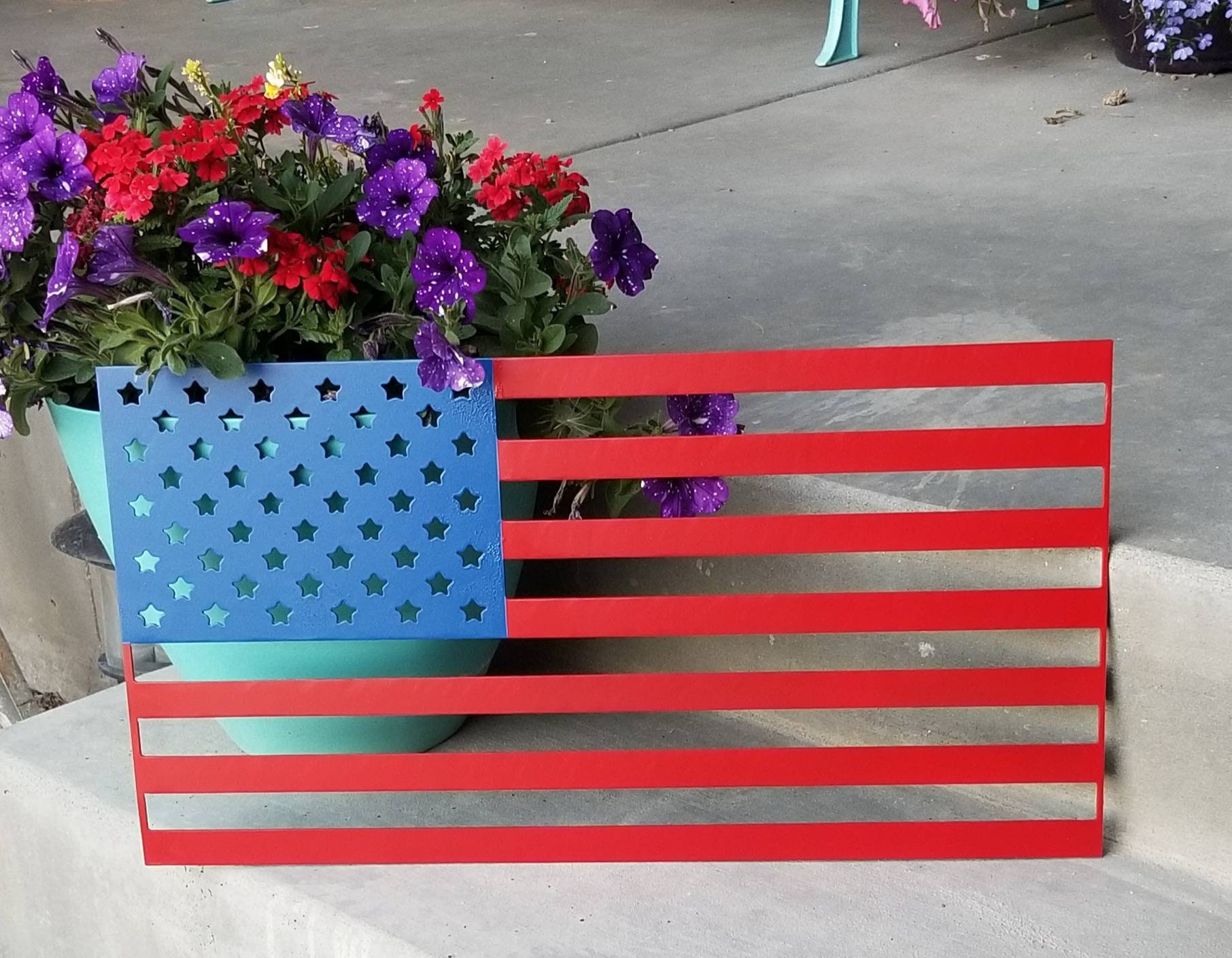 Metal American Flag Wall Art USA Garden Art Industrial | Etsy