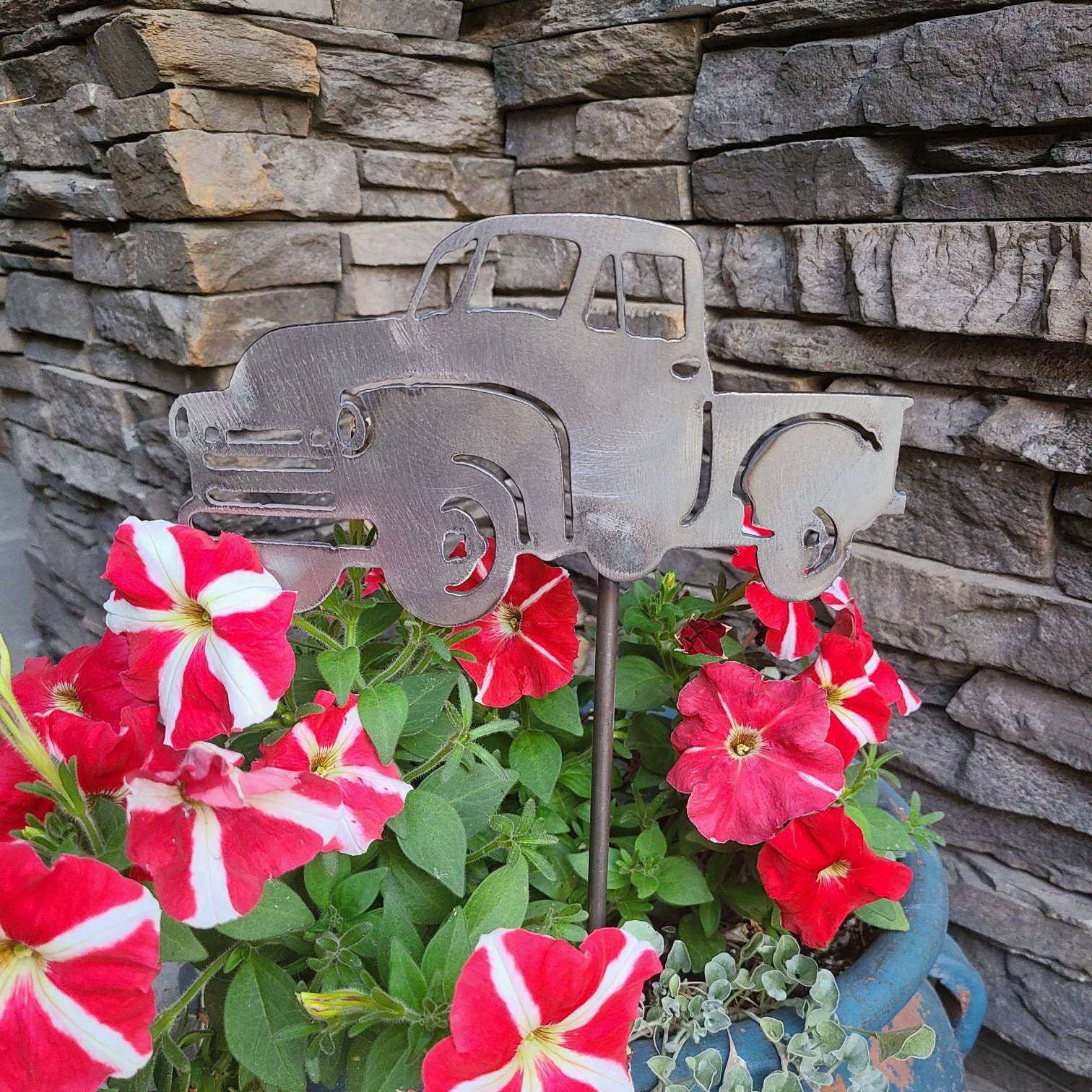 Metal Rustytruck Garden Stake Rustic Garden Decor Yard Art - Etsy