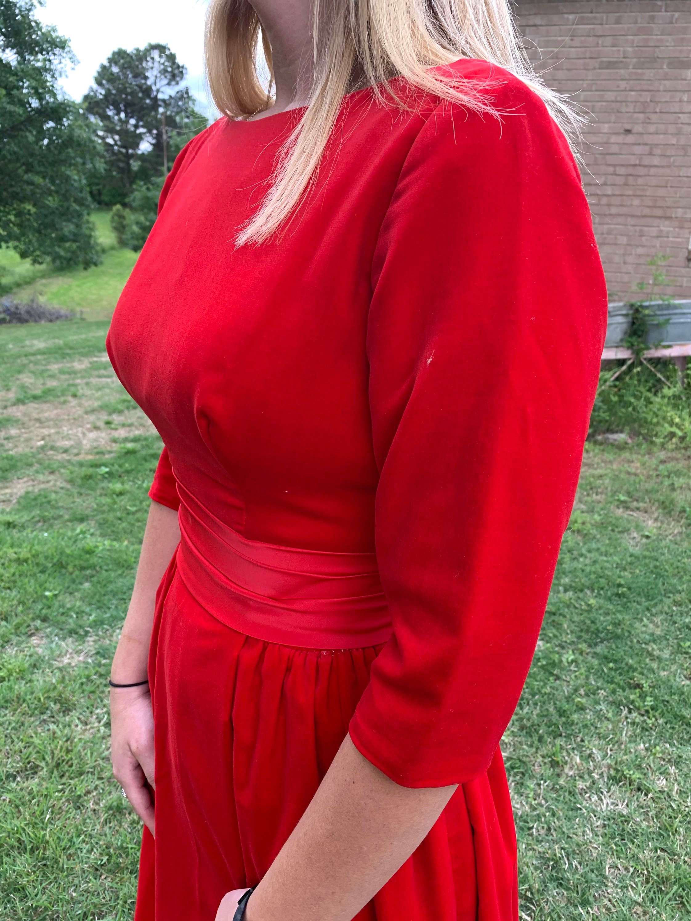 The Woman In Red Vintage Party Dress Vintage Clothes | Etsy