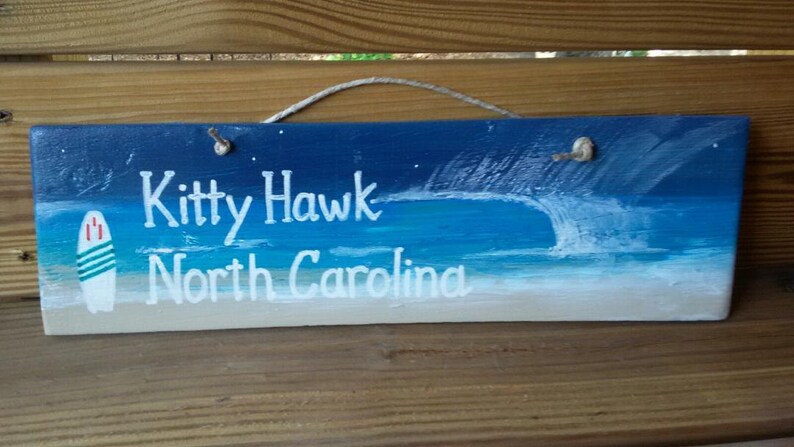 Kitty Hawk North Carolina ,rustic,wooden Hand Painted Sign on Reclaimed ...