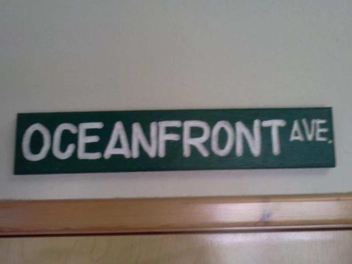 Rustic Beach Sign Oceanfront Ave Handpainted - Etsy