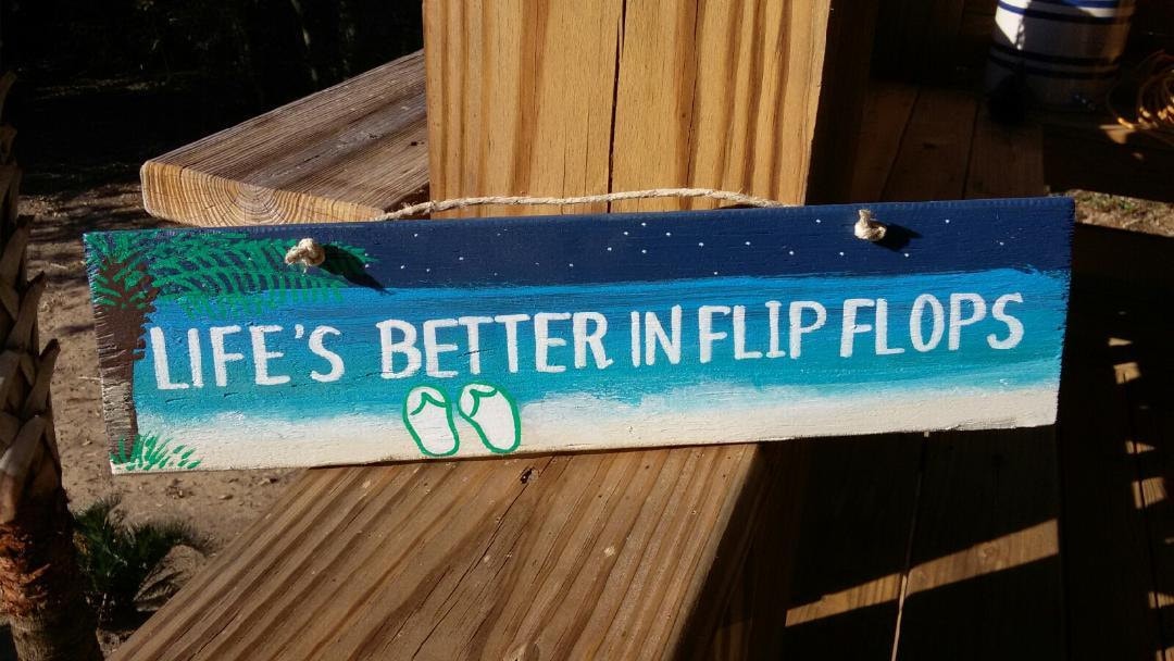 Life's Better in Flip Flops Rustic beachy Handmade hand - Etsy