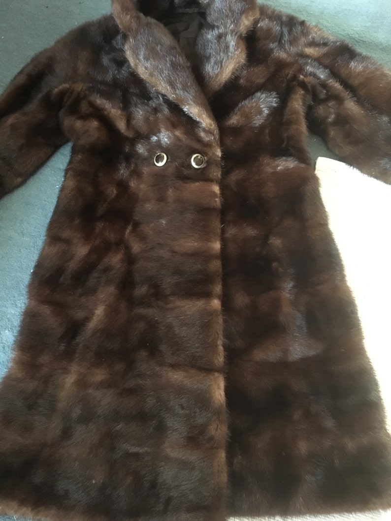 Vintage 1960s Style Womens Dark Brown Real Mink Fur Coat - Etsy