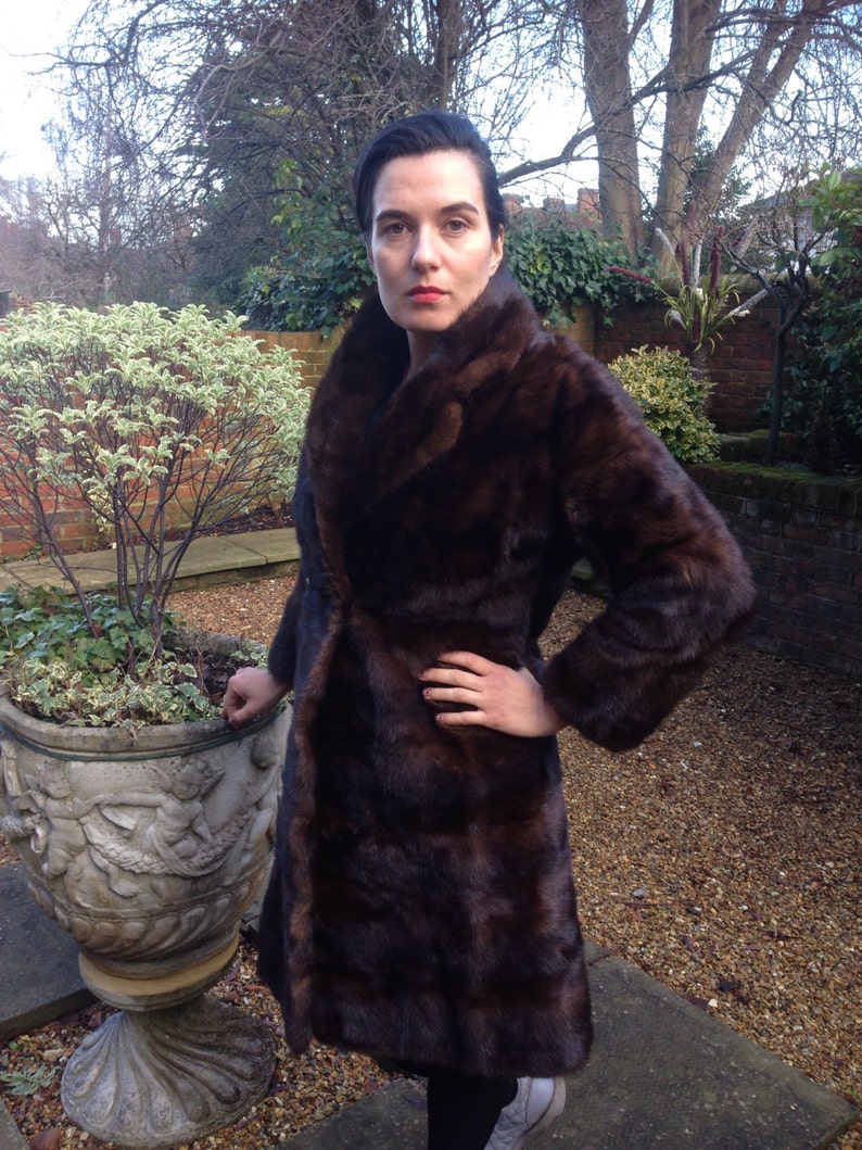Vintage 1960s Style Womens Dark Brown Real Mink Fur Coat - Etsy