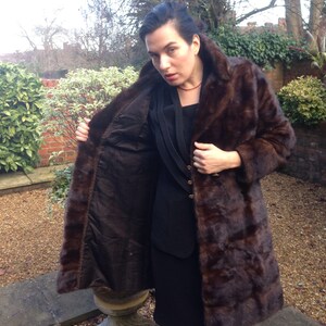 Vintage 1960s Style Womens Dark Brown Real Mink Fur Coat - Etsy